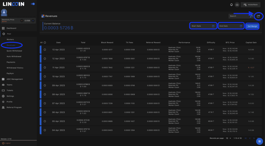 How to Generate Revenue and Withdrawal Reports on Lincoin Mining Pool ...